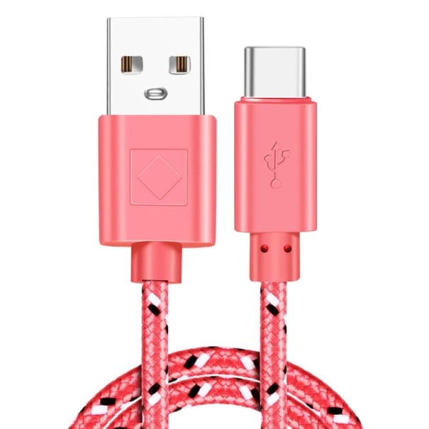 Cablu de încărcare USB / USB-C K522 roz 2 m | Lunzo.ro