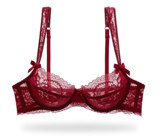 Damen-Bardot-BH aus Spitze burgunderrot 95D | Lunzo.de