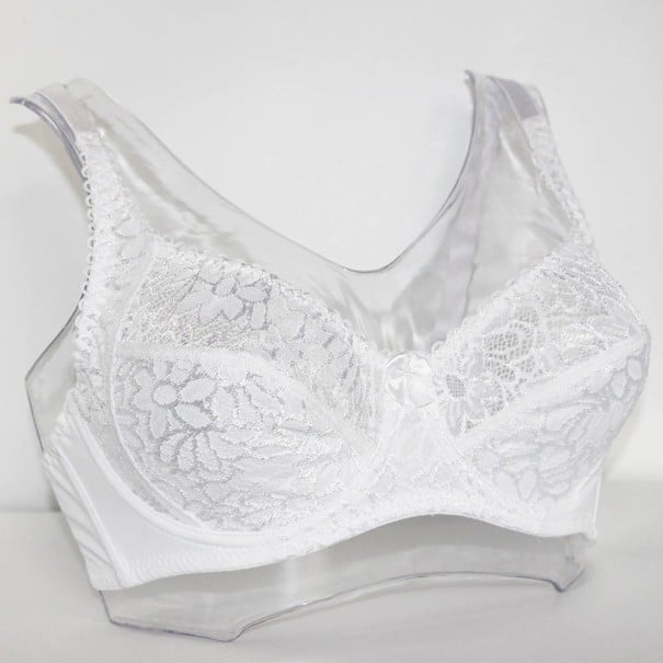 Sutien de dama din dantela cu panglica J2996 alb 75D | Lunzo.ro