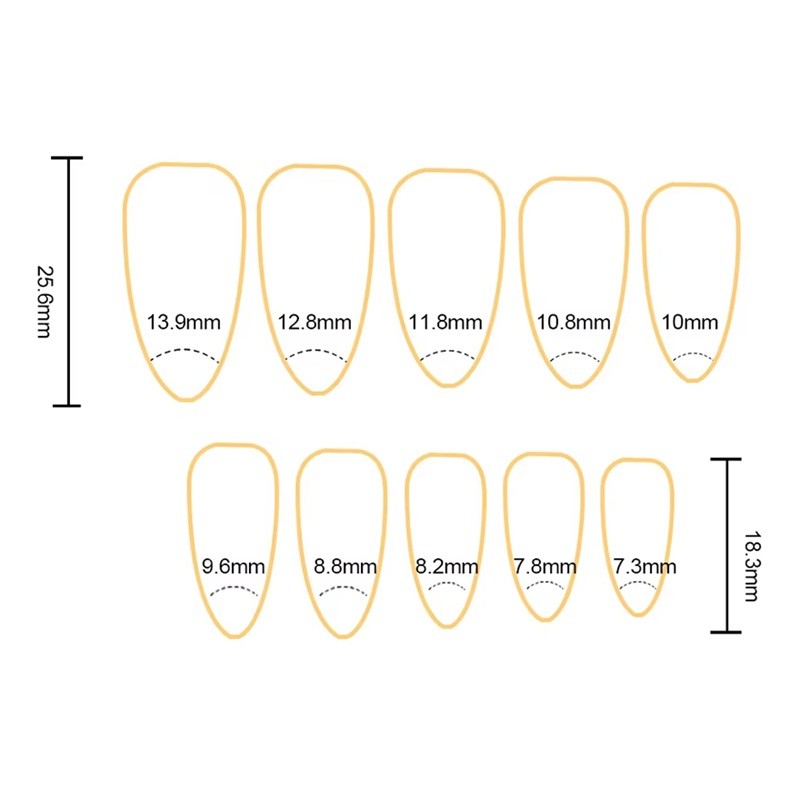 24 műköröm 12 méretben 25,6–18,3 mm Fényes édes minták Mandula forma ...