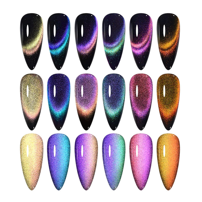 8 db-os készlet mágneses gél lakkok 9D macska szeme 7 ml UV LED ...