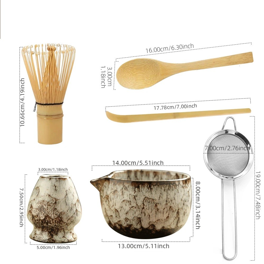 Japán tea készlet 6 db Fehér kerámia matcha készlet tálkával ...