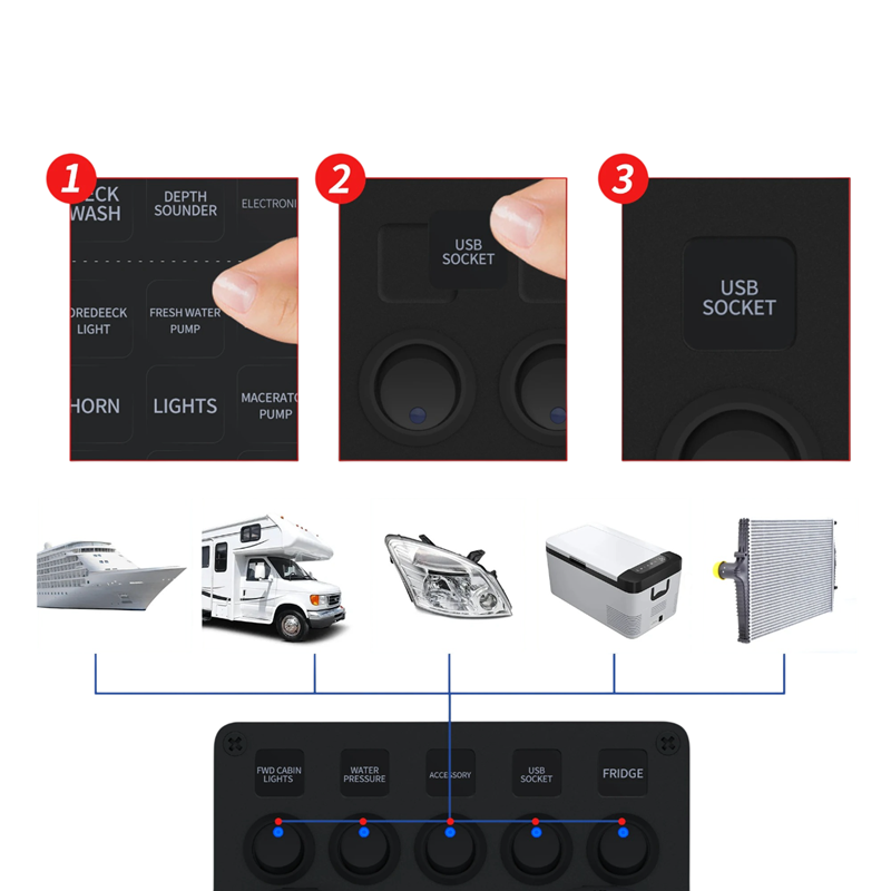Multifunkčný panel 12V-24V s duálnou USB zásuvkou, voltmetrom, 12V ...