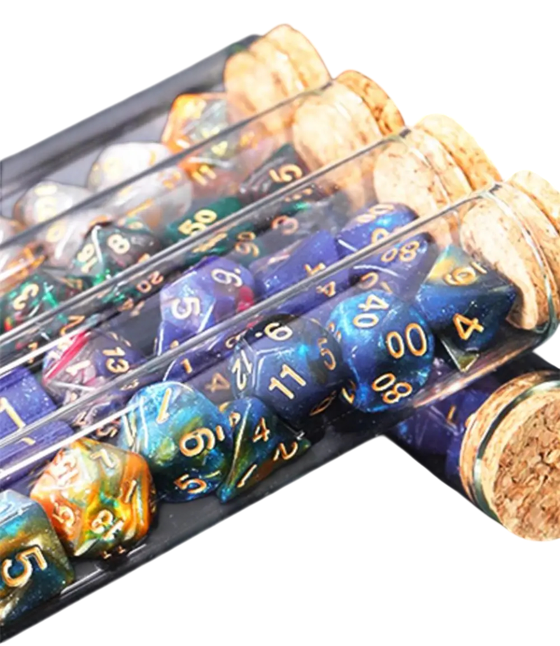 Sada mnohostěnných hracích kostek 7 ks v lahvičce na lektvary Fantasy ...