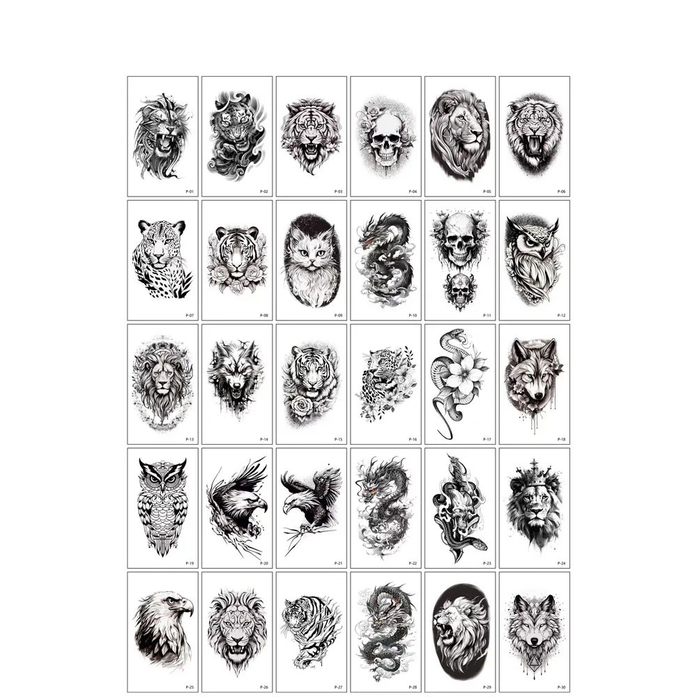 Set de 30 bucăți de tatuaje temporare 5,7 x 9,7 cm motive realiste cu ...