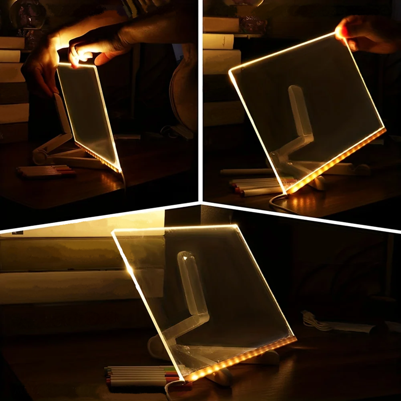 Tablă de desen acrilică iluminată cu LED 20x30 cm USB tablă șteargă ...