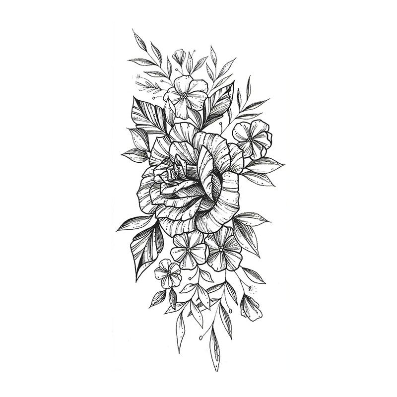 Tatuaj temporar rezistent la apă 9,6 x 19 cm Model de flori delicat ...