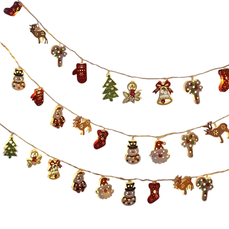 Vánoční LED světelný řetězec 1,5 m Santa Claus Elf Sněhulák Svítící ...