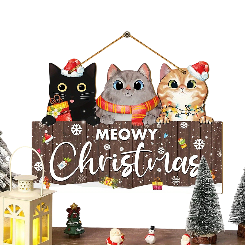 Záv hanging Christmas decoration 21 x 15 cm Three cats with hats and ...