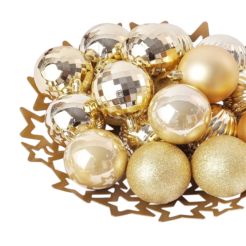 Zlatá sada Vánočních ozdob 44 ks 3 - 6 cm Koule a hvězdy na stromeček ...